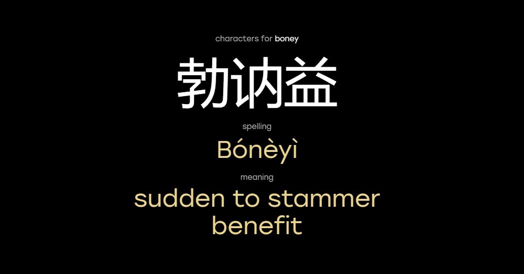 Meaning of name Boney in Chinese | Laoshi