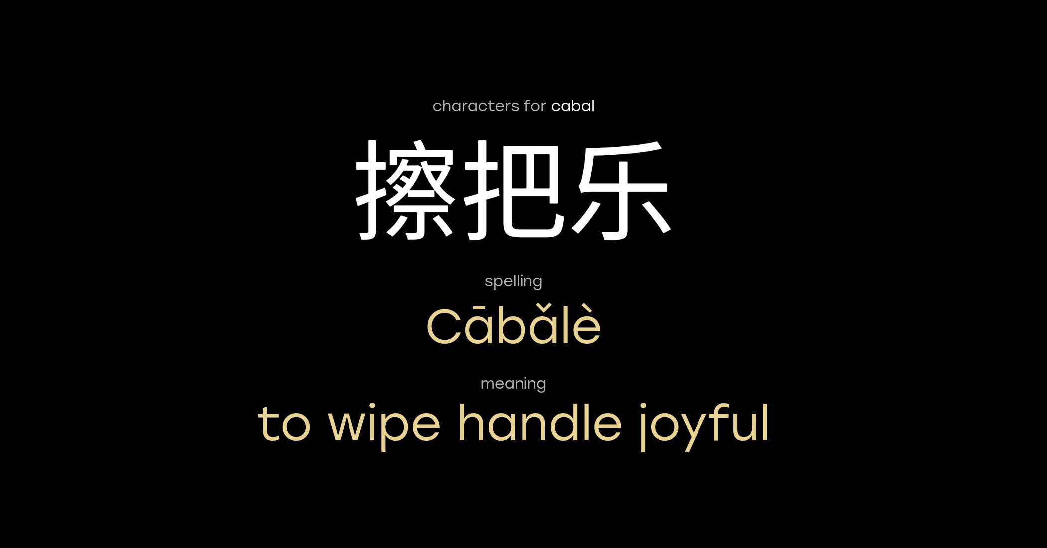 Meaning of name Cabal in Chinese | Laoshi