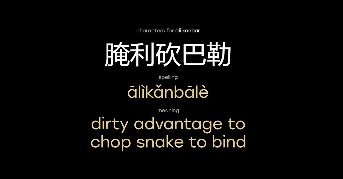 Meaning of name Alikanbar in Chinese | Laoshi