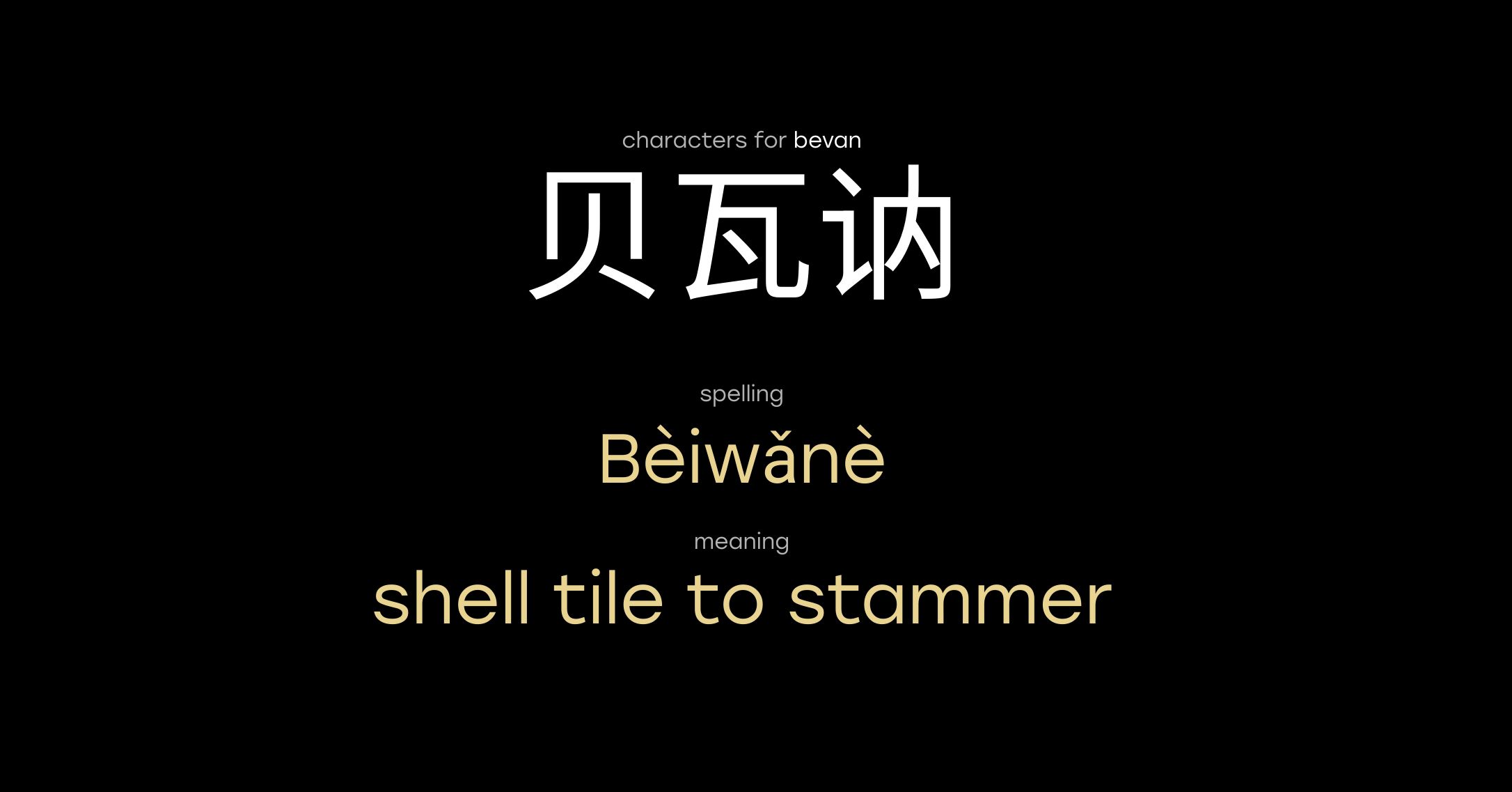 Meaning of name Bevan in Chinese | Laoshi