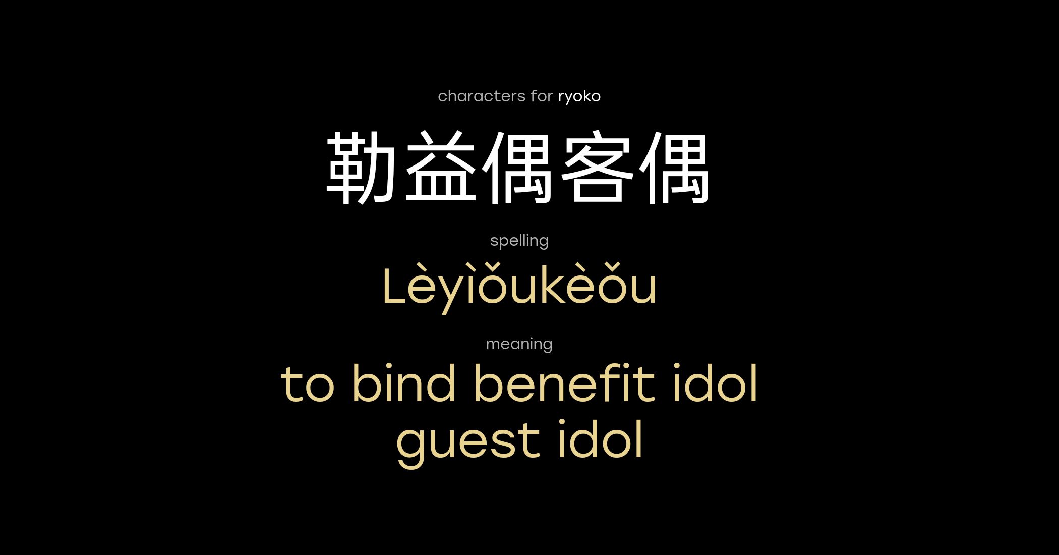 Meaning of name Ryoko in Chinese | Laoshi