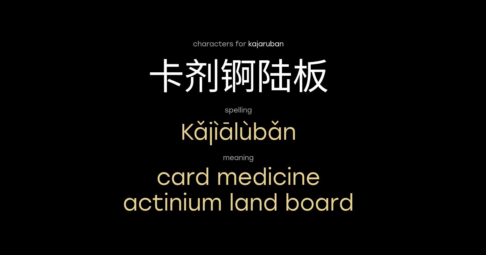 Meaning of name Kajaruban in Chinese | Laoshi